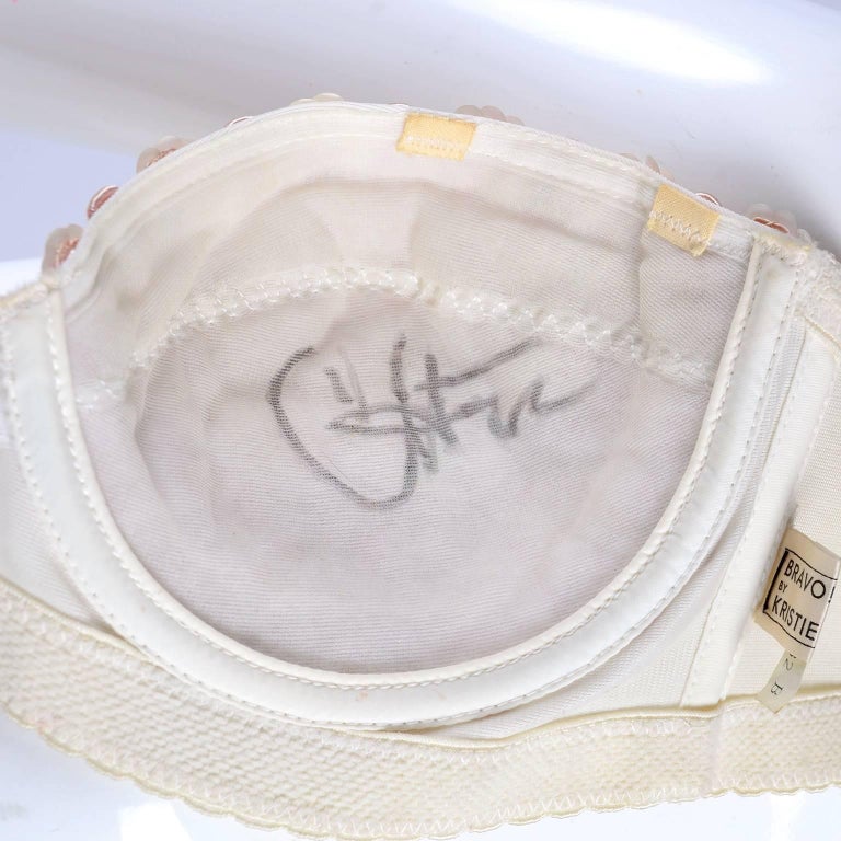 Cher Owned Pink Strapless Sequin Bra With Cher's Autograph inside Of ...