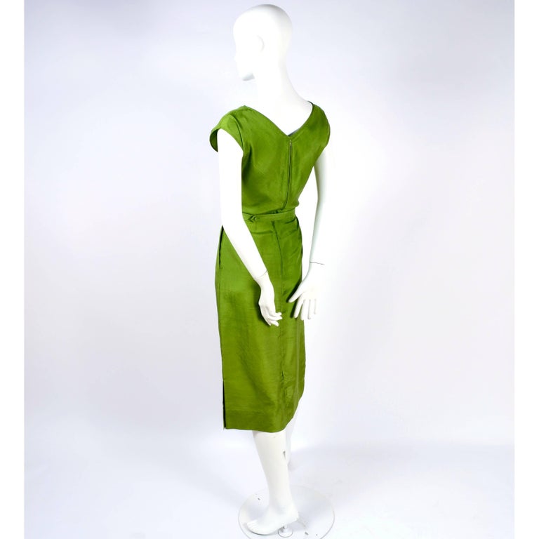 Rare American Designer Clare Potter 1950s Green Silk Shantung Vintage ...