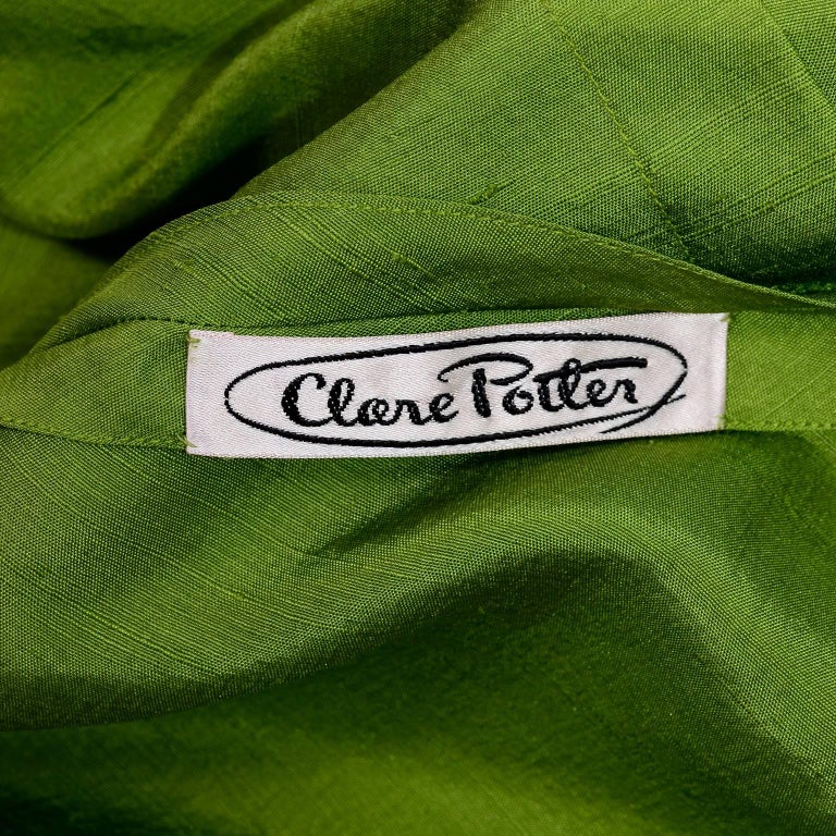 Rare American Designer Clare Potter 1950s Green Silk Shantung Vintage ...