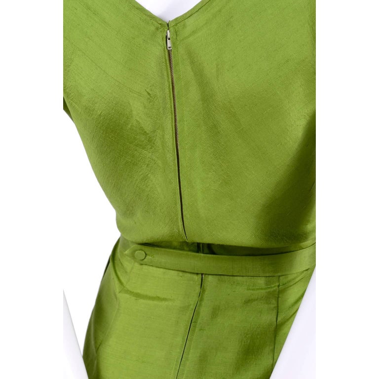 Rare American Designer Clare Potter 1950s Green Silk Shantung Vintage ...