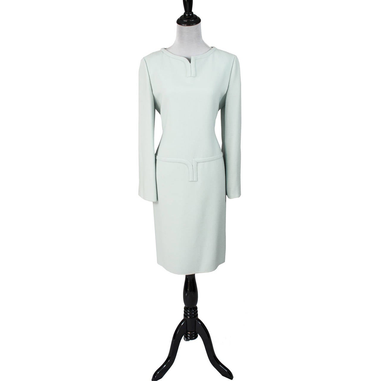 Bill Blass Vintage Dress Blue Wool Crepe Early 1970s Mint Condition For