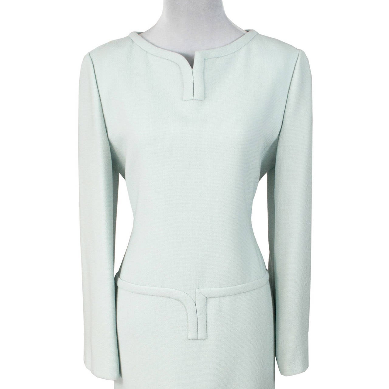 Bill Blass Vintage Dress Blue Wool Crepe Early 1970s Mint Condition For