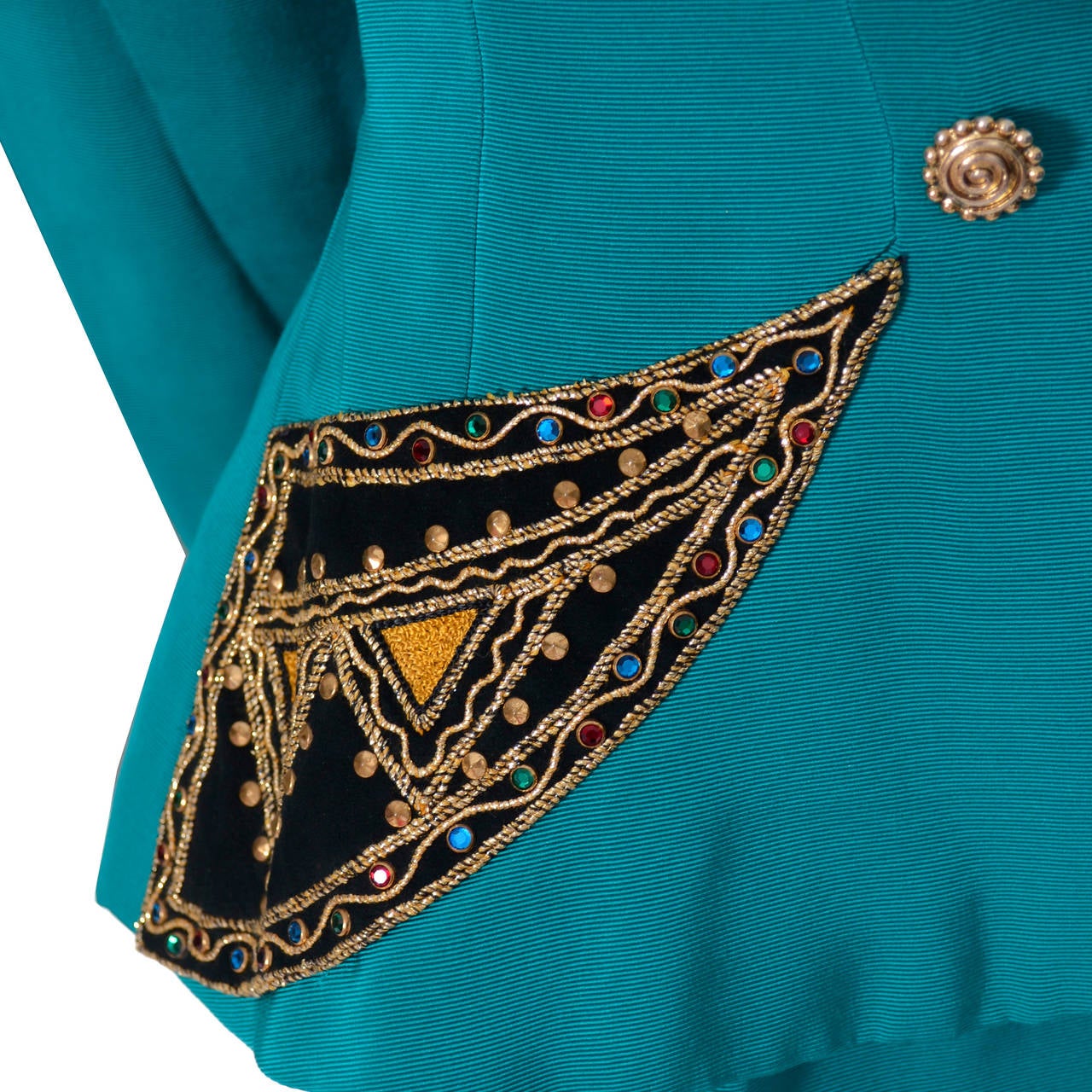 1980s Bob Mackie Vintage Metallic Embroidery Skirt Suit w/ Rhinestones ...