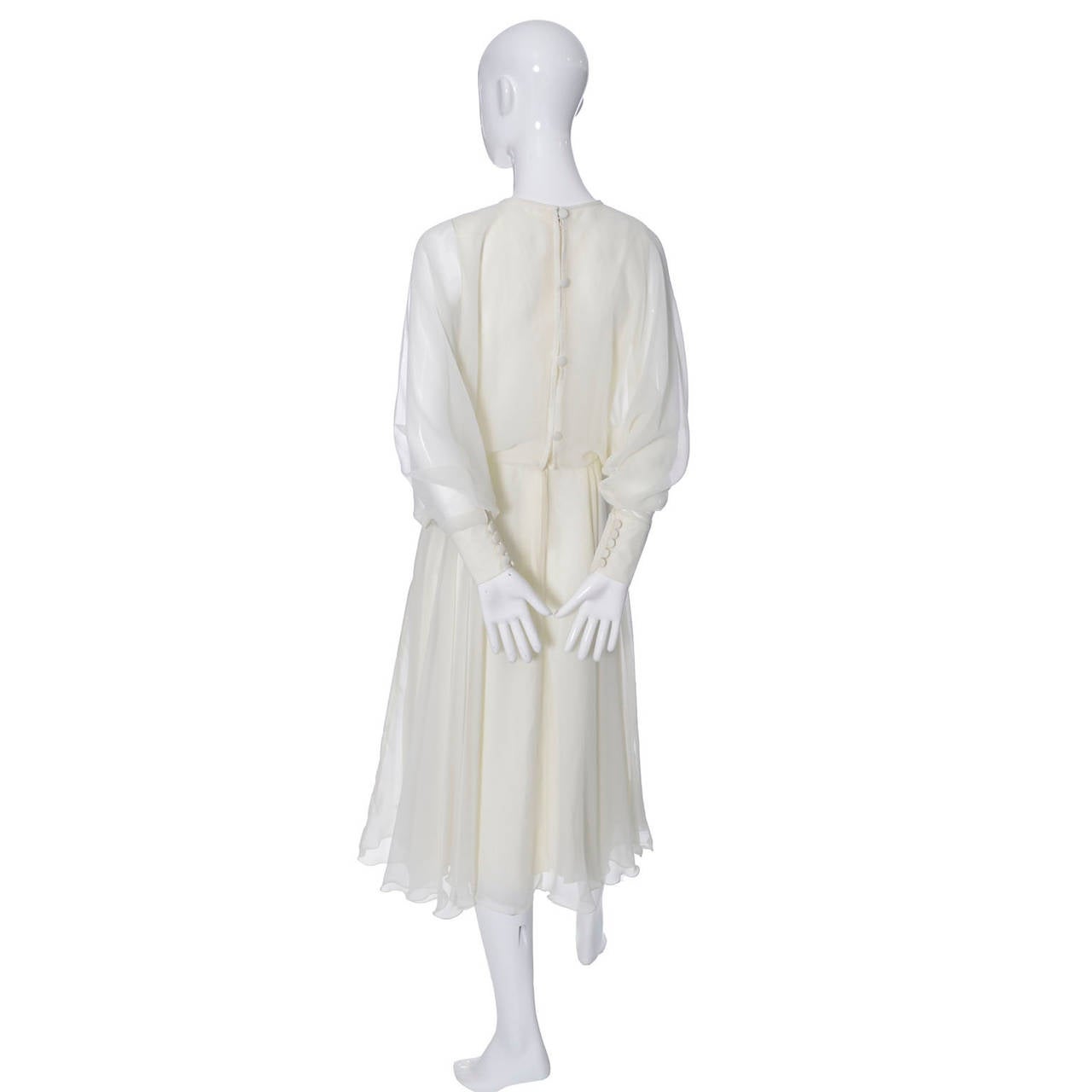 1970s Vintage Jean Varon John Bates Chiffon Designer Dress Batwing ...