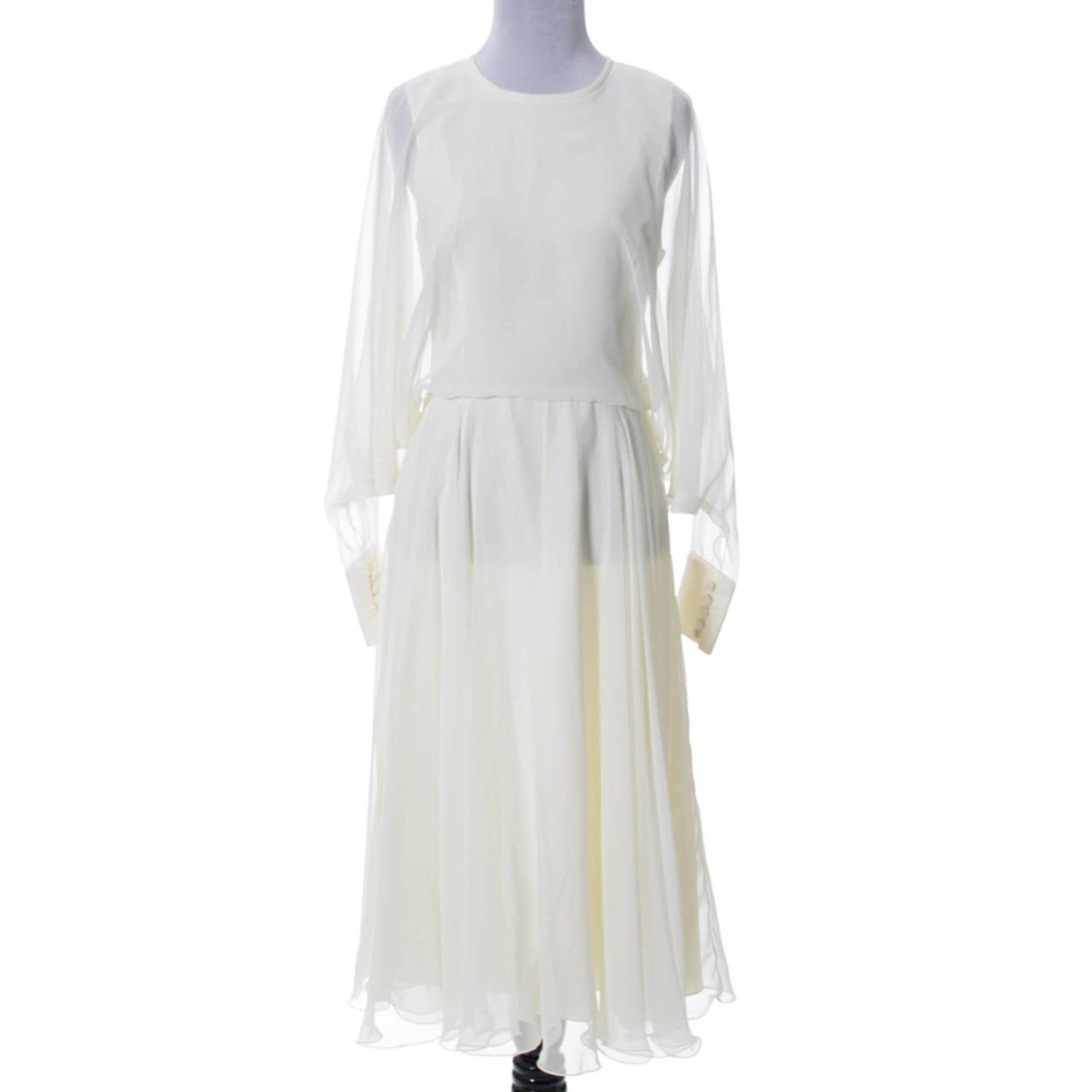 1970s Vintage Jean Varon John Bates Chiffon Designer Dress Batwing ...
