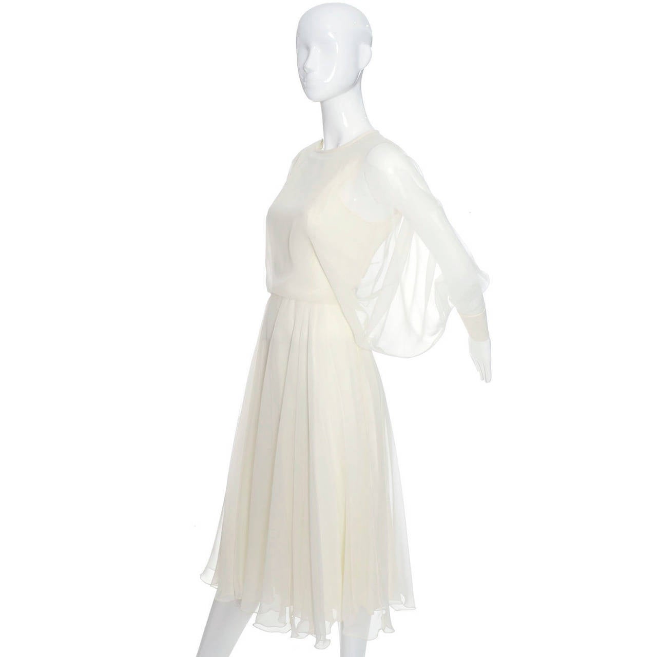 1970s Vintage Jean Varon John Bates Chiffon Designer Dress Batwing ...