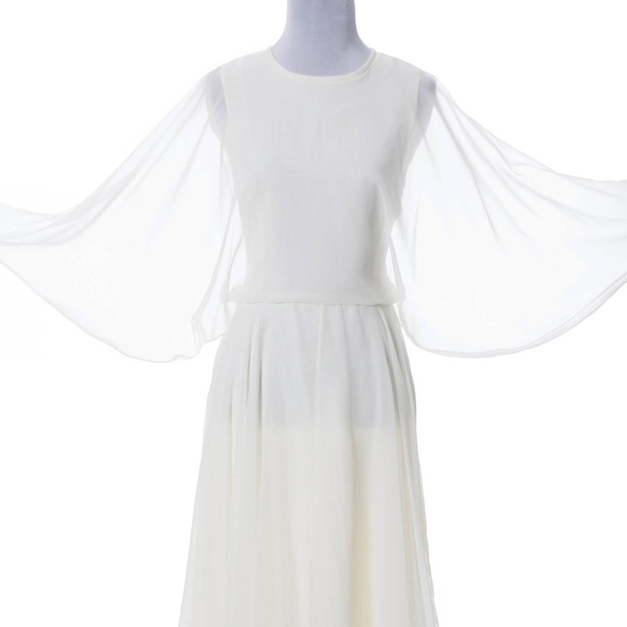 1970s Vintage Jean Varon John Bates Chiffon Designer Dress Batwing ...
