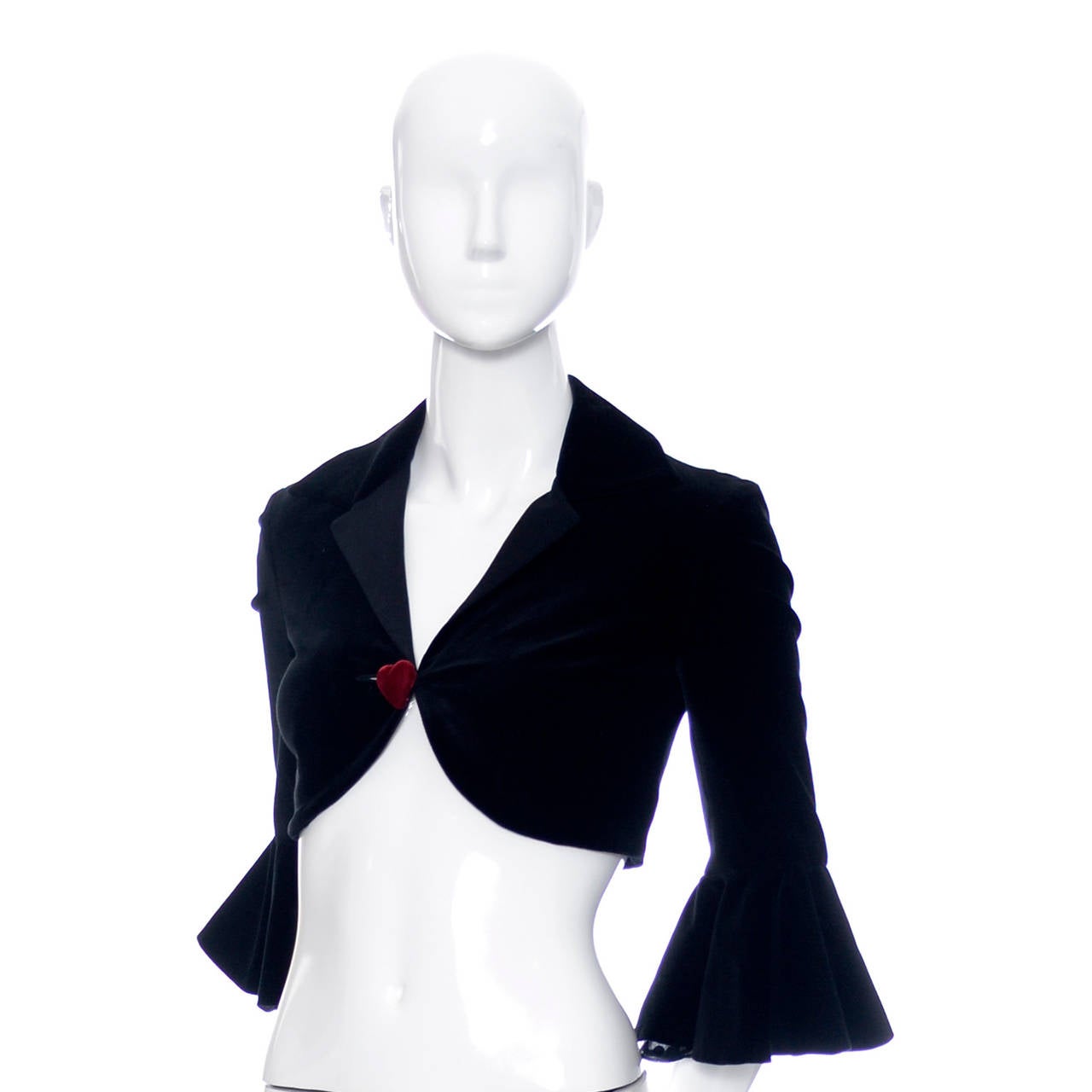 Moschino Cheap and Chic Vintage Black Velvet Bolero Jacket Red Heart ...