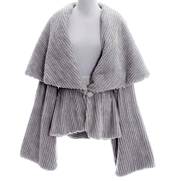 Norma Kamali Rare Vintage Jacket Gray Chenille Shawl Collar 1980s ...