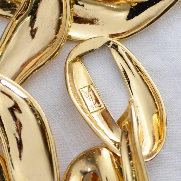 YSL Yves Saint Laurent Vintage Link Necklace Signed Numbered Gold ...