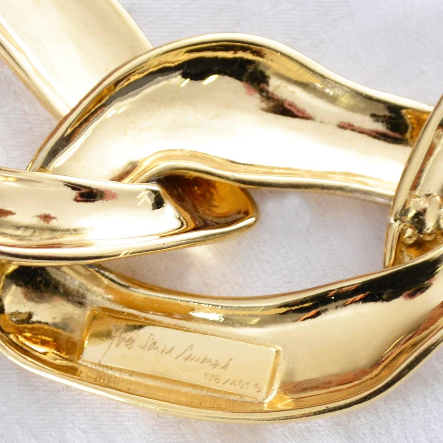YSL Yves Saint Laurent Vintage Link Necklace Signed Numbered Gold ...