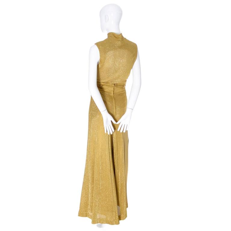 Beverly Paige Vintage Gold Metallic High Waisted Wide Leg Palazzo Pants ...