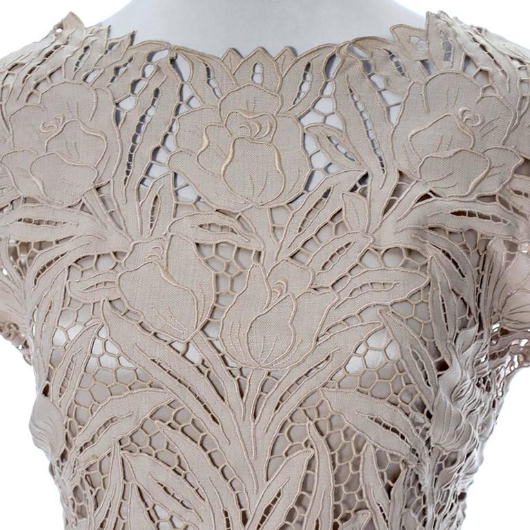 1960s Fine Lace Vintage Dress Cutwork Timeless Day or Evening at 1stDibs