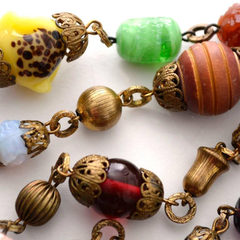 Vintage 1920s Rare Glass Bead Flapper Necklace Lapis Lampwork Peking ...