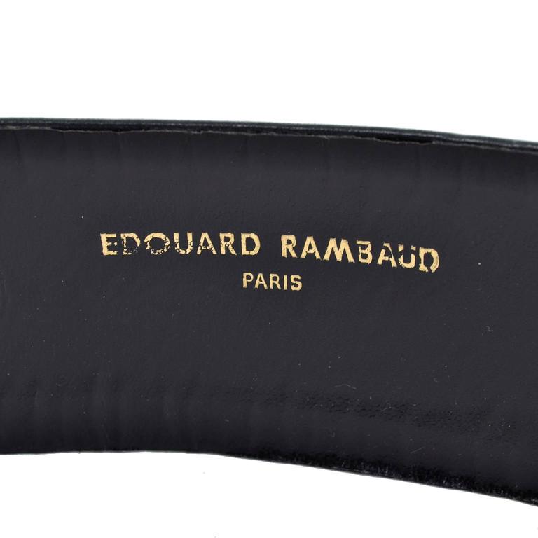 Edouard Rambaud Vintage Leather Belt with Rhinestone Gold Hearts at 1stDibs