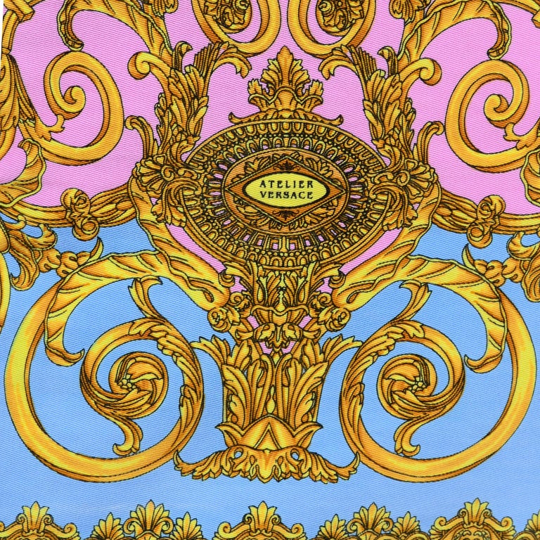 1992 VIntage Gianni Versace Dress in Pink Blue Gold Denim Atelier ...