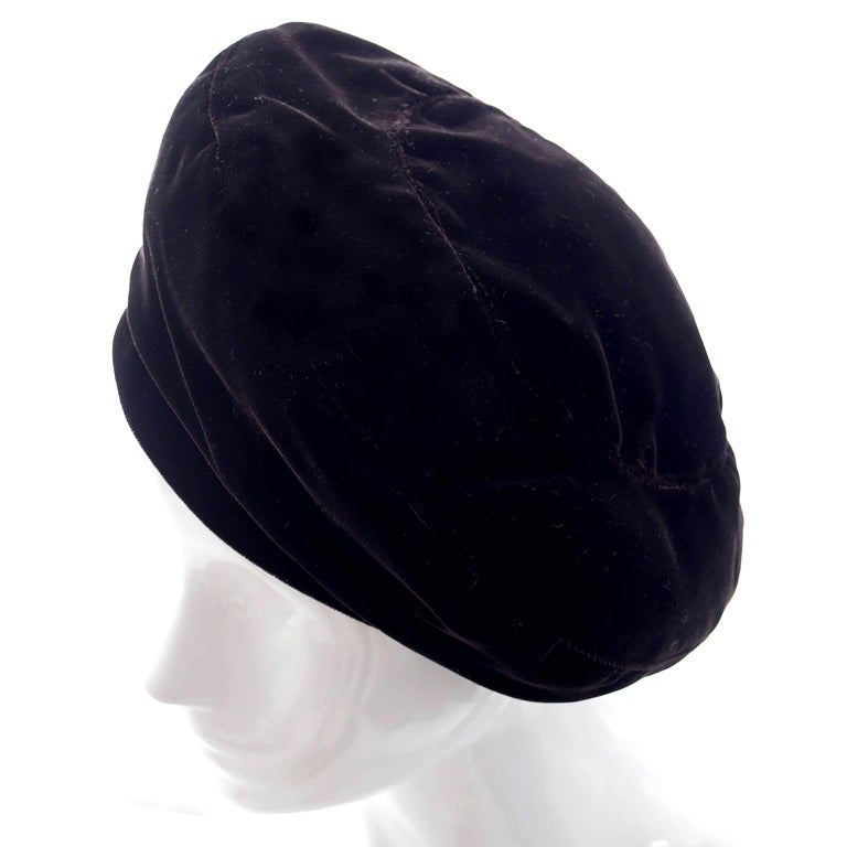 YSL Vintage Hat Yves Saint Laurent Rive Gauche Beret in Chocolate Brown ...