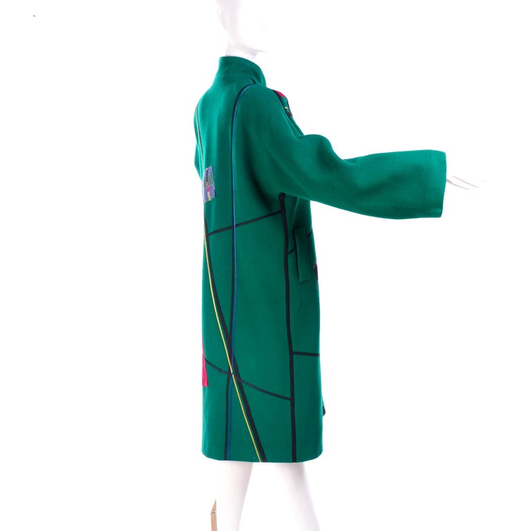 Koos Van Den Akker Vintage Coat Artisan Patchwork Collage Green Wool at ...