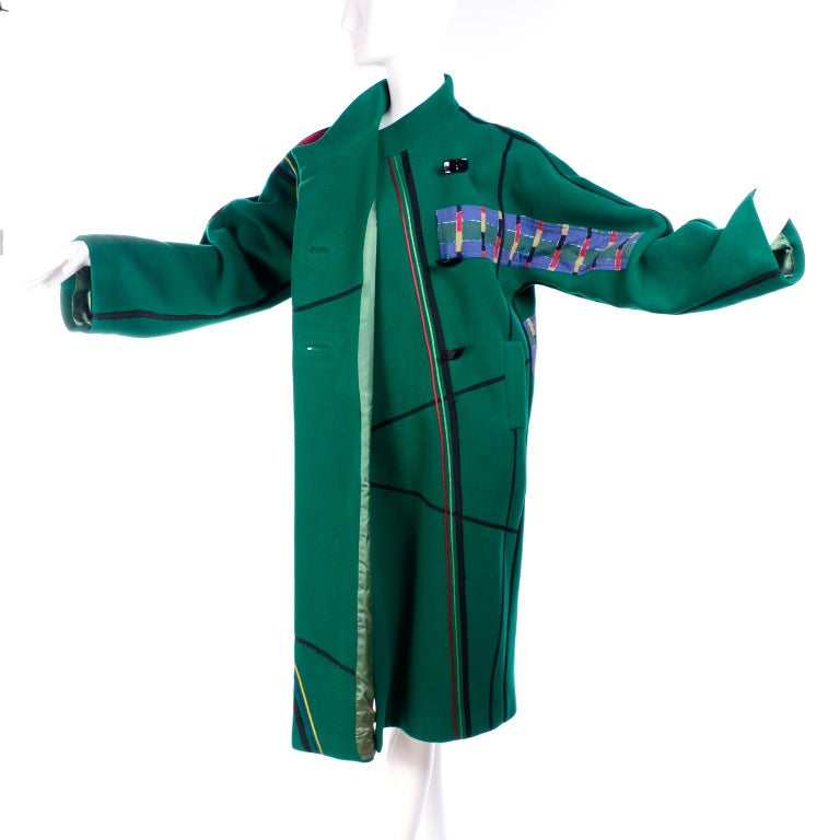 Koos Van Den Akker Vintage Coat Artisan Patchwork Collage Green Wool at ...