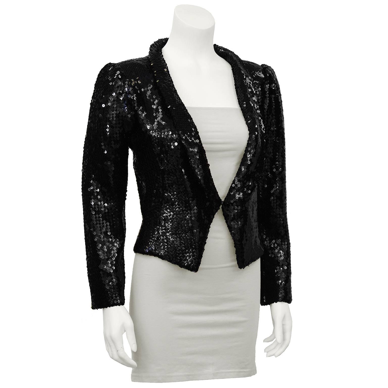 1980's Ungaro Black Sequin Cropped Jacket at 1stDibs | black sequin ...