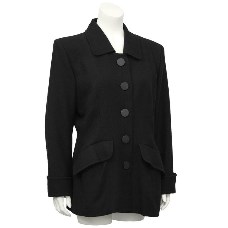 1980's YSL/Yves Saint Laurent Black Wool Blazer For Sale at 1stDibs