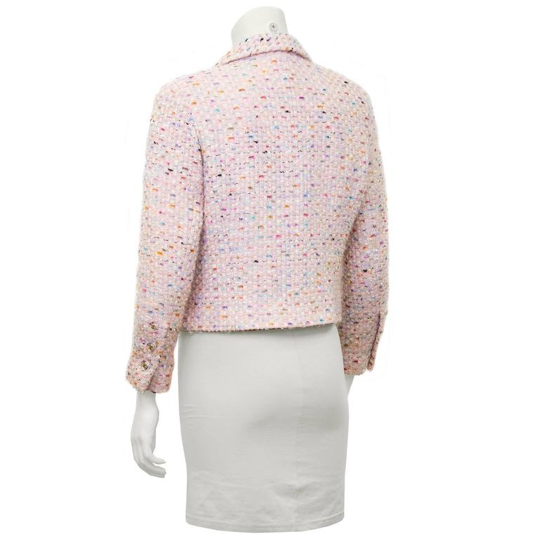 1994P Chanel Pastel Pink Multi-Color Boucle Cropped Jacket at 1stDibs