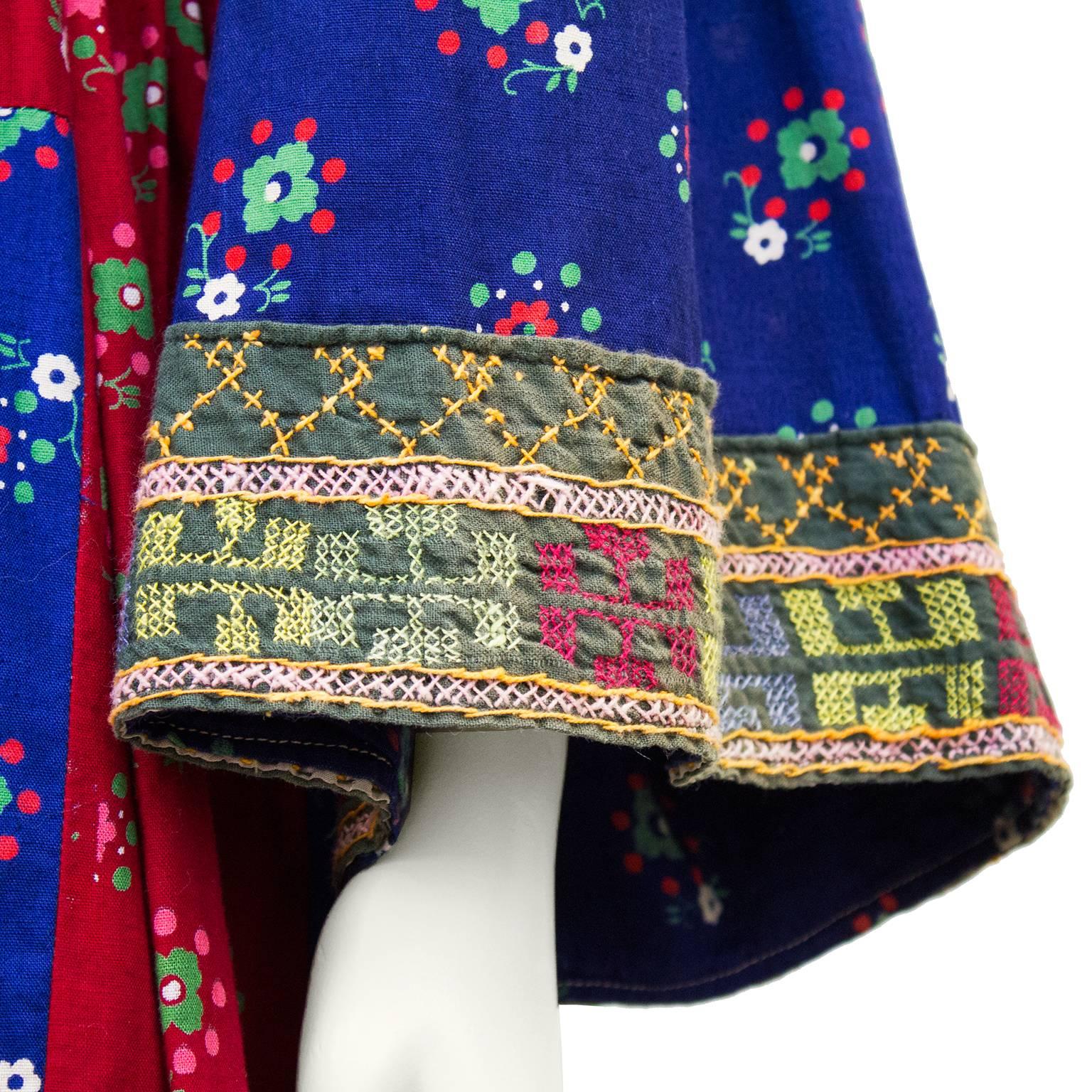 1950s Anonymous Multi Color Ethnic Embroidered Smock Dress at 1stDibs