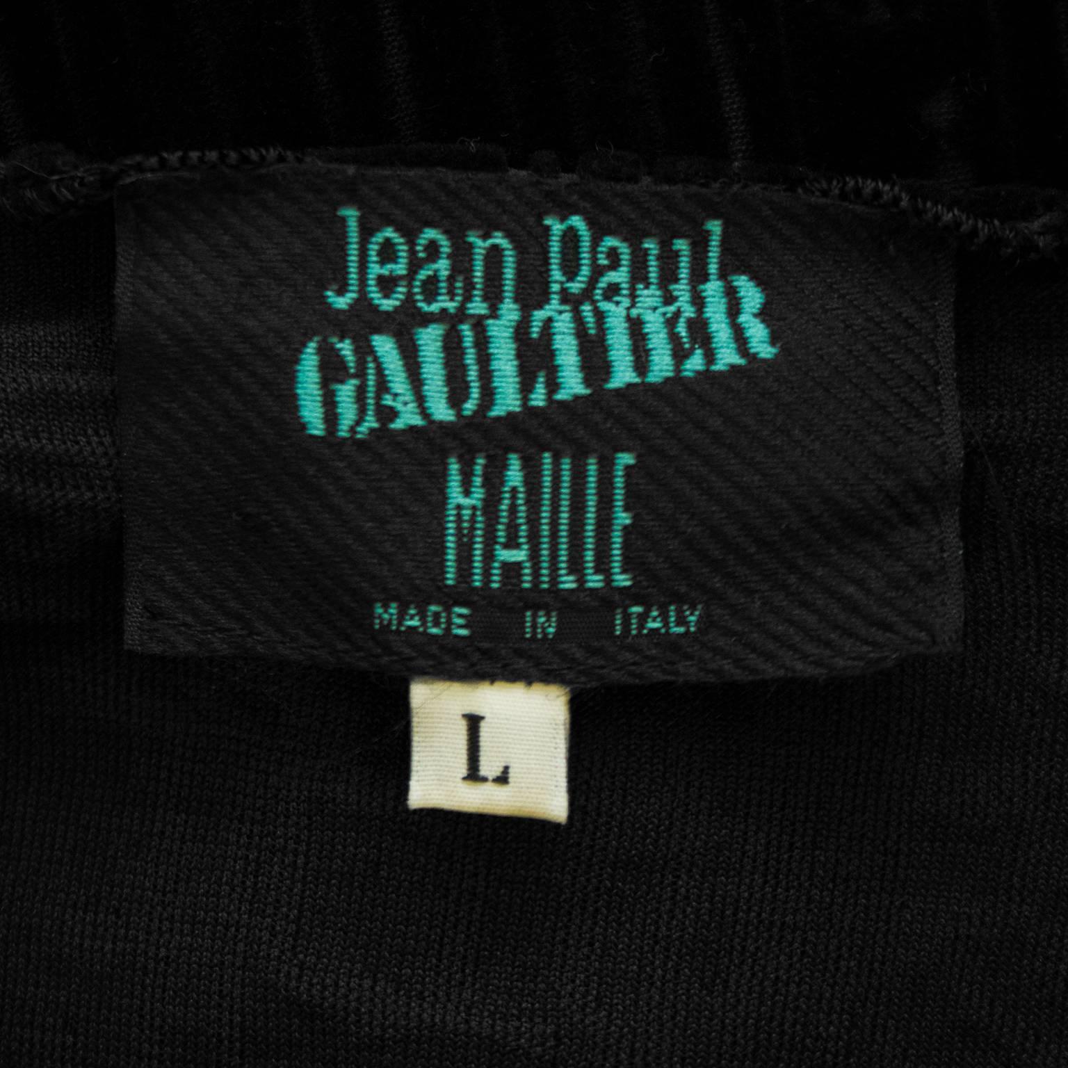 1990s Jean Paul Gaultier Black Devore Cut Velvet Long Sleeve Top at 1stDibs