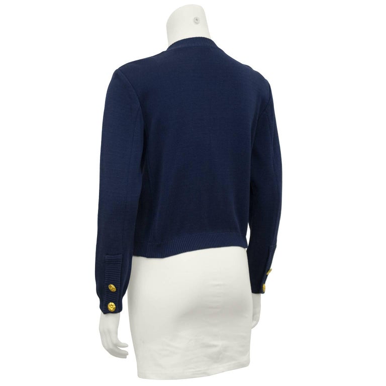 1980s YSL/Yves Saint Laurent Navy Blue Cardigan at 1stDibs | ysl blue ...