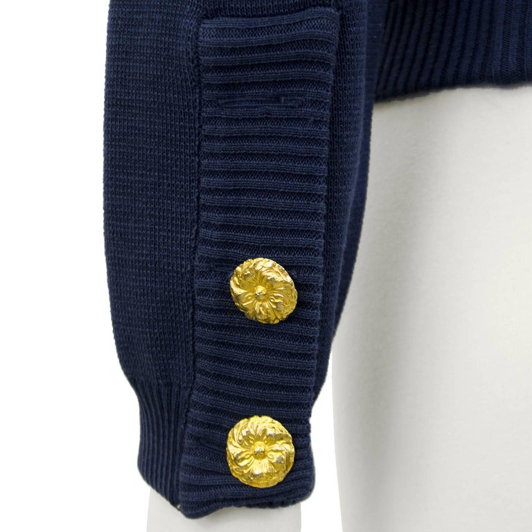 1980s YSL/Yves Saint Laurent Navy Blue Cardigan at 1stDibs | ysl blue ...