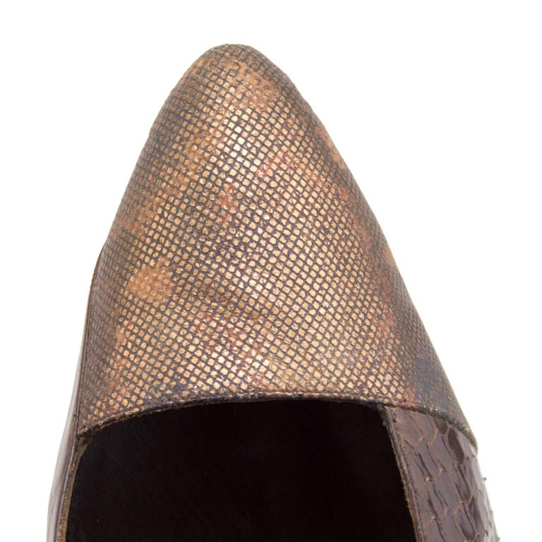 1980s Andrea Pfister Bronze and Brown Pumps Never Worn For Sale at 1stDibs