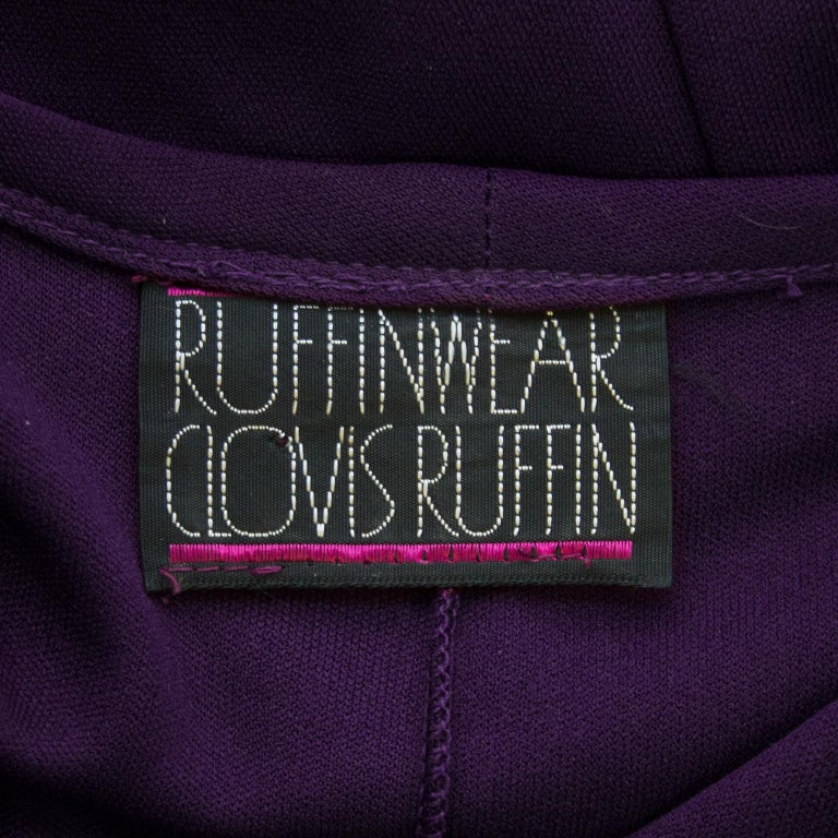 1970s Clovis Ruffin Purple Capelet Dress at 1stDibs
