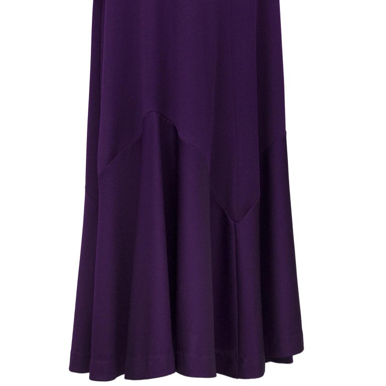 1970s Clovis Ruffin Purple Capelet Dress at 1stDibs