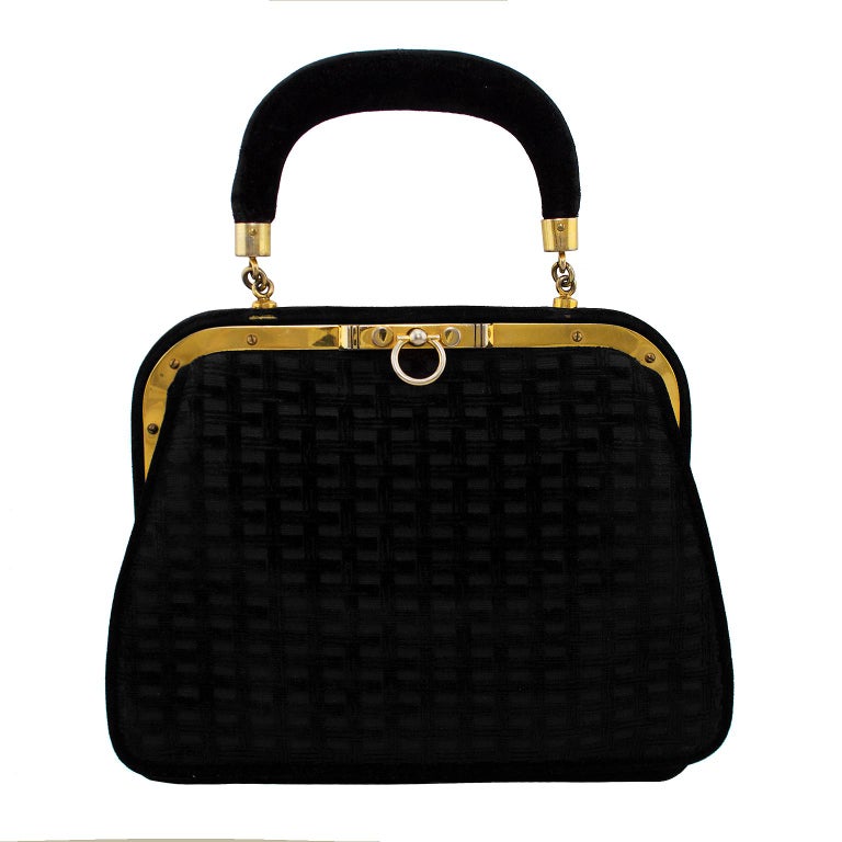 1960 Roberta di Camerino Black Velvet Handbag at 1stDibs