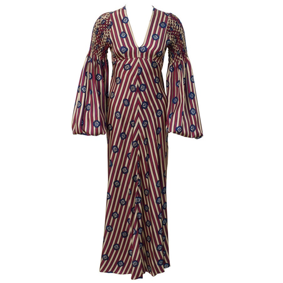 1970s Thea Porter Bohemian Brit Silk Long Dress at 1stDibs
