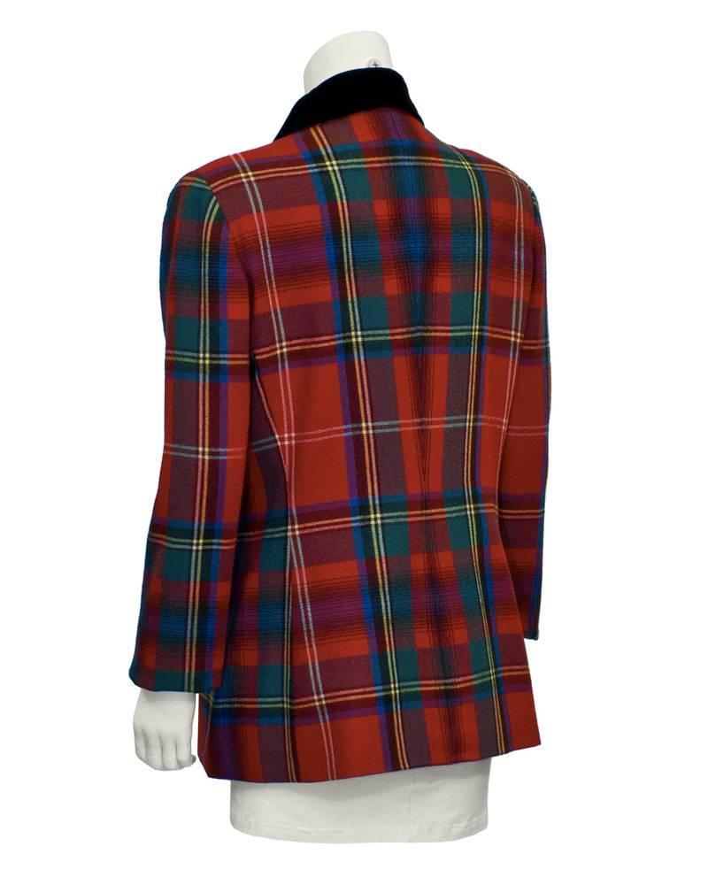 1980's Ralph Lauren Red Tartan Blazer For Sale at 1stdibs