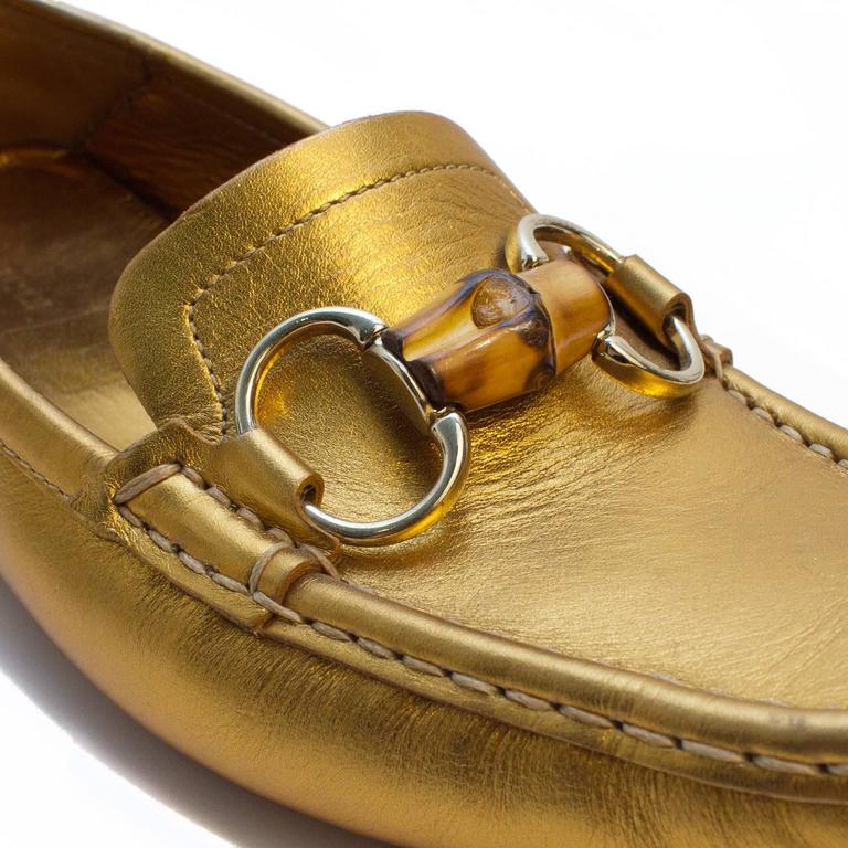 Gucci 2000s Gold Loafers with Bamboo at 1stDibs | 2000s gucci