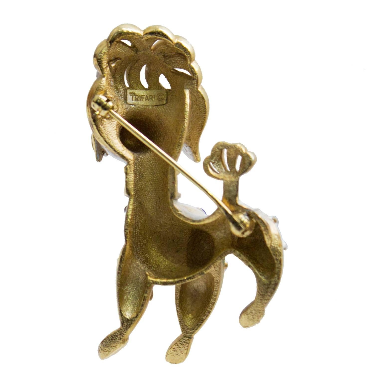 1950's Trifari Enamel Poodle Pin at 1stDibs