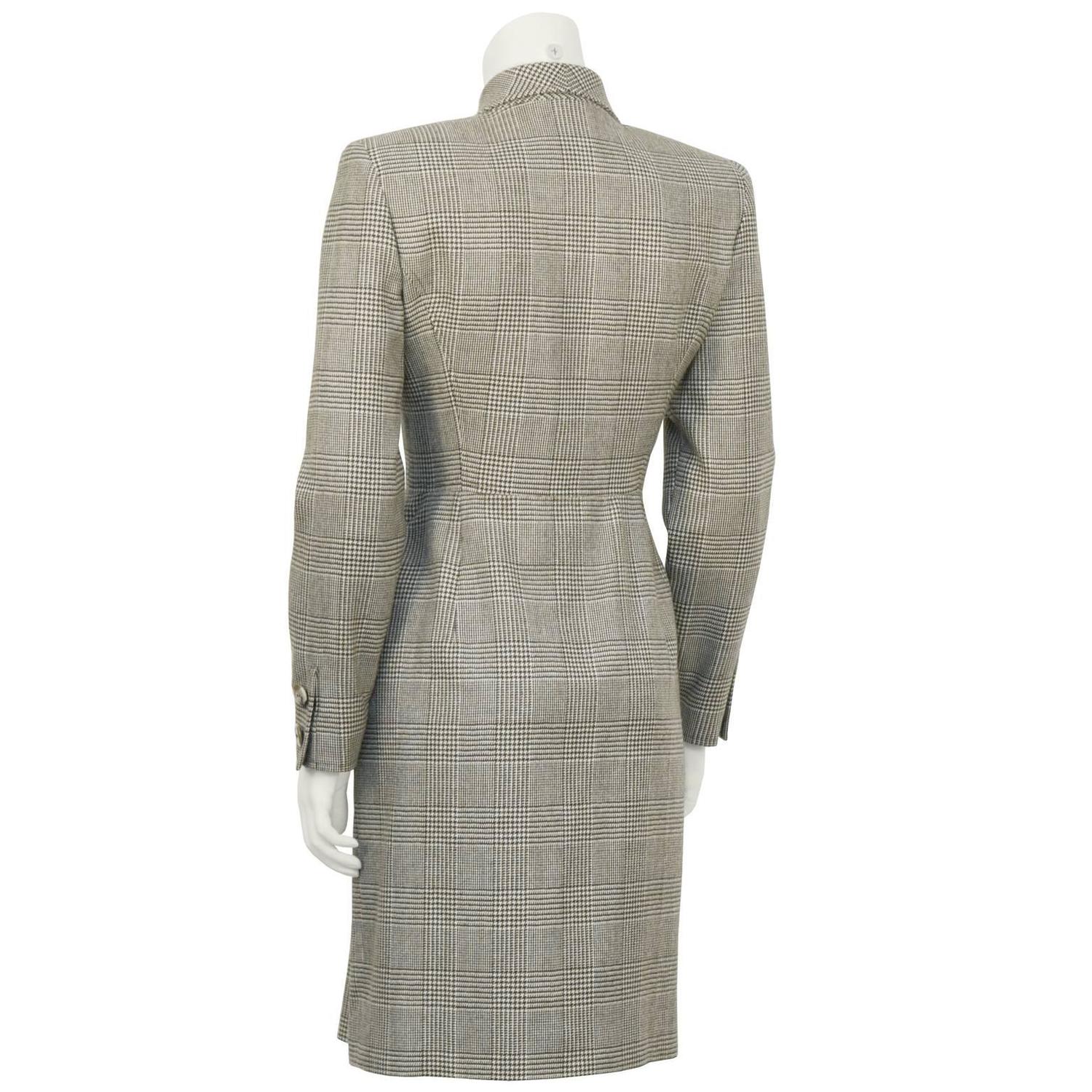 1980's Valentino Brown Glen Check Wool Dress For Sale at 1stdibs