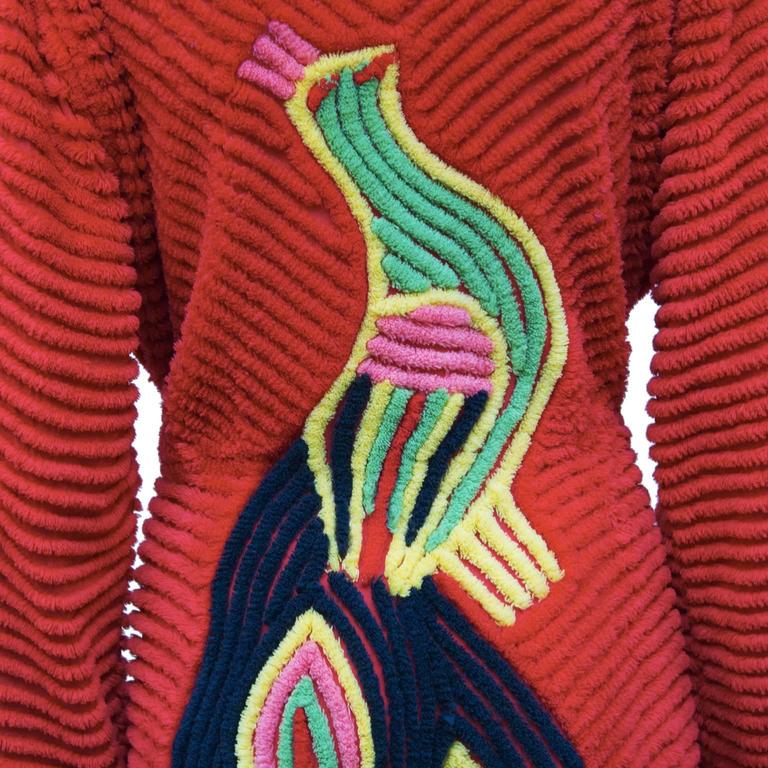 1950's Red Chenille Robe With Peacock at 1stDibs | chenille robe with ...