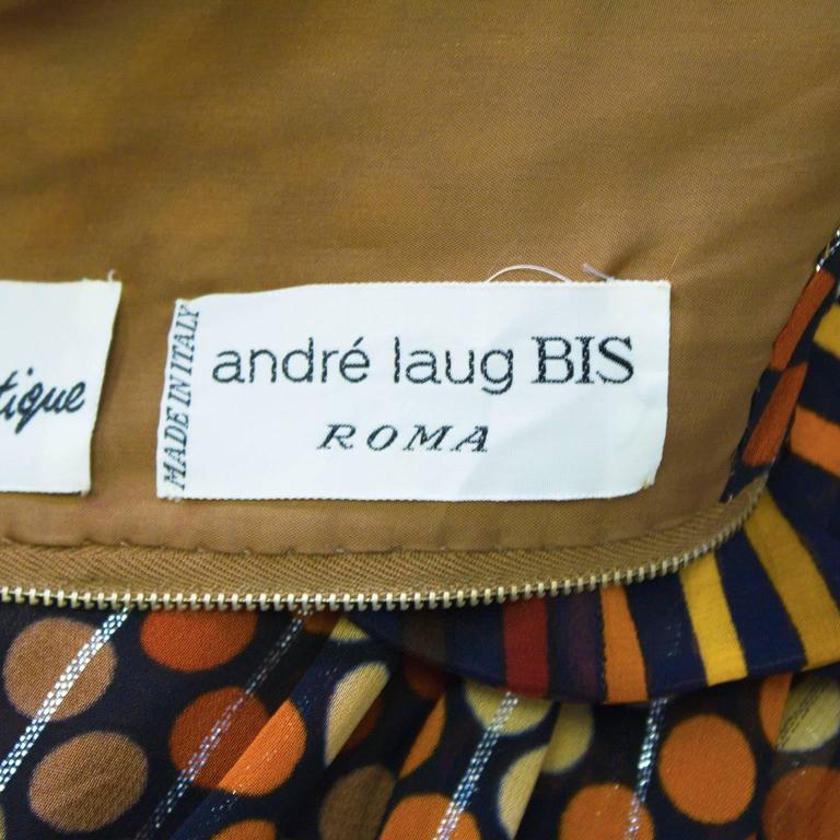1970's Andre Laug Orange and Yellow Jacquard Gown at 1stDibs