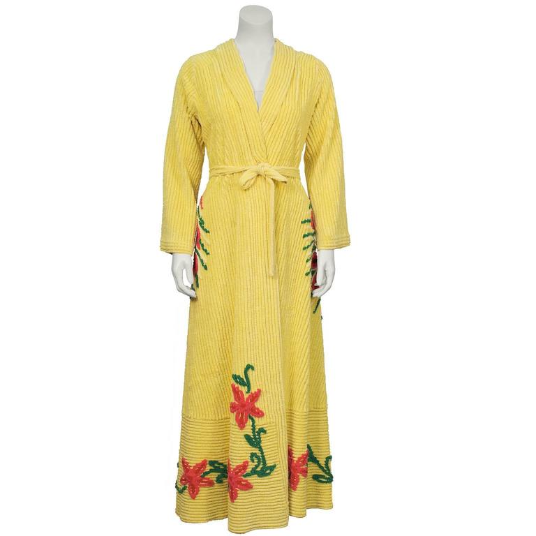 1950's Yellow Chenille Robe With Peacock at 1stDibs | chenille robe ...