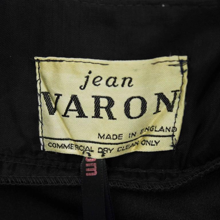 1960's Jean Varon Black Jersey Gown With Peplum For Sale at 1stDibs