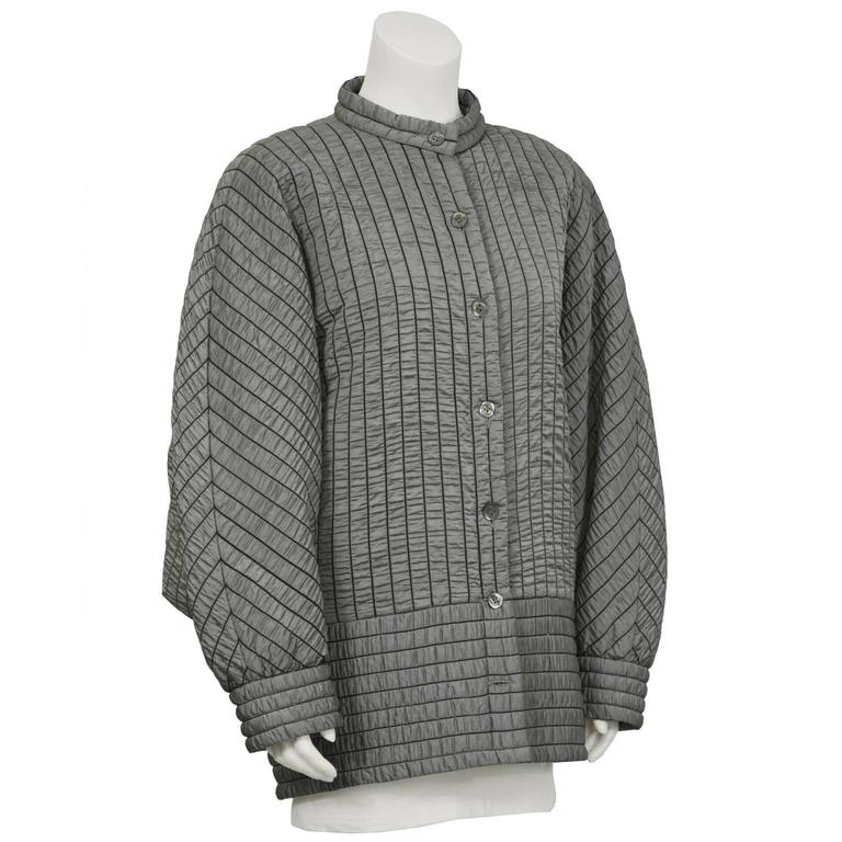 1980's Laura Biagiotti Batwing Gray Quilted Jacket at 1stDibs
