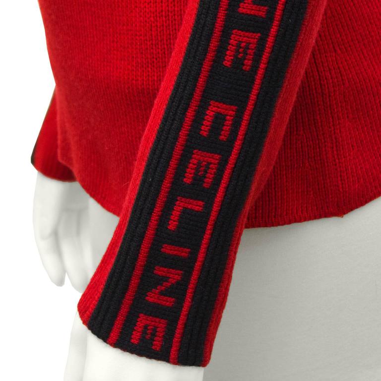 1990's Celine Cashmere Red and Black Turtleneck Sweater at 1stDibs ...