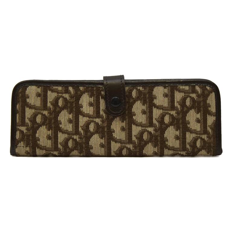 1960's Dior Brown Logo Fabric Purse Sized Vanity Kit at 1stDibs