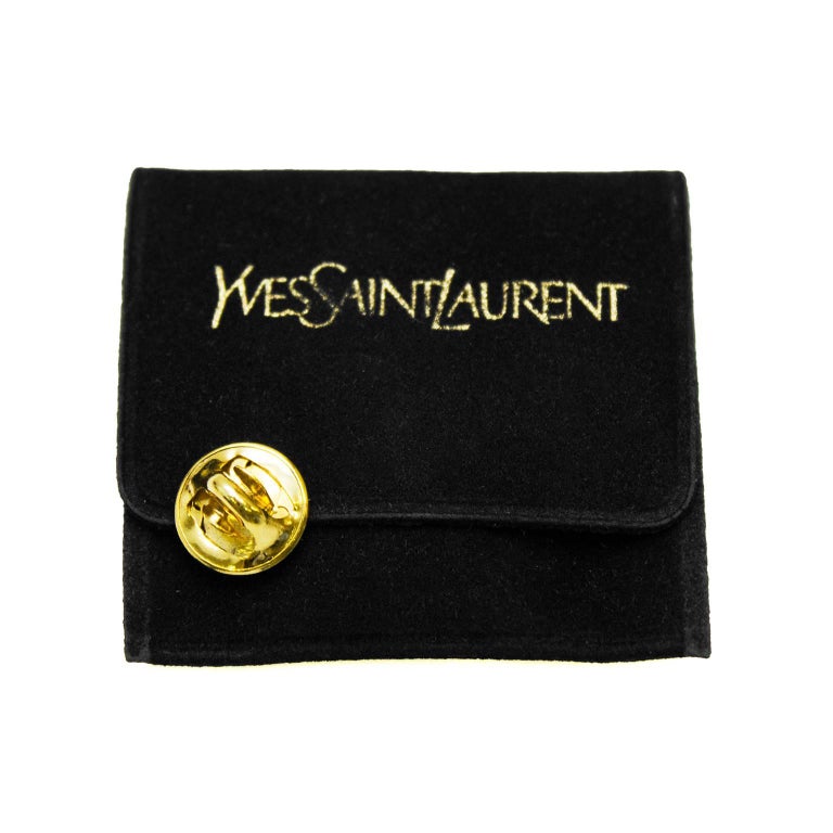 Yves Saint Laurent/YSL Gold Tone Logo Pin at 1stDibs | ysl lapel pin ...