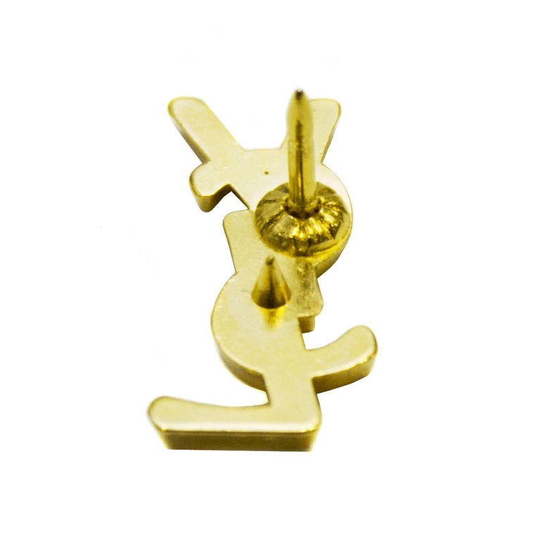 Yves Saint Laurent/YSL Gold Tone Logo Pin at 1stDibs | ysl lapel pin ...