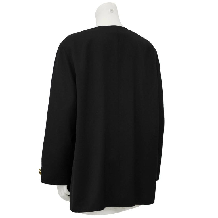 1980s Valentino Miss V Oversized Black Jacket With Gold Buttons For ...