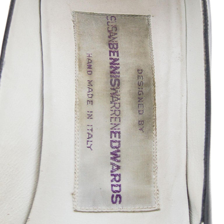 Late 1980s Susan Bennis Warren Edwards Black and White Striped pumps at ...